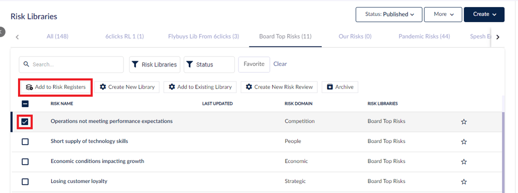 Creating a Risk Library