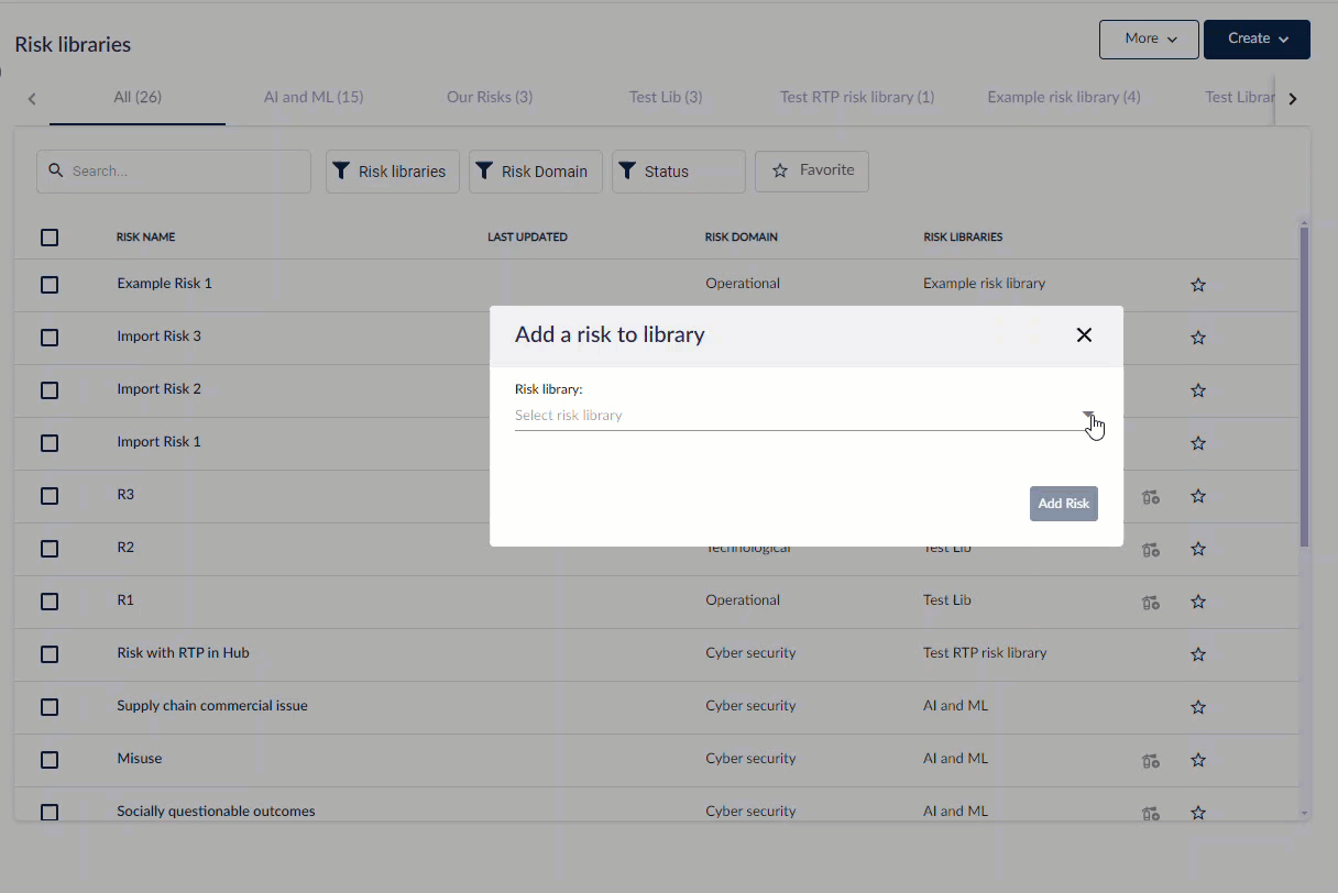 Creating and using a risk library