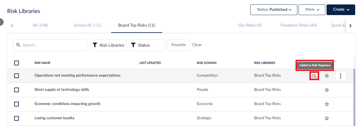 Creating and using a risk library