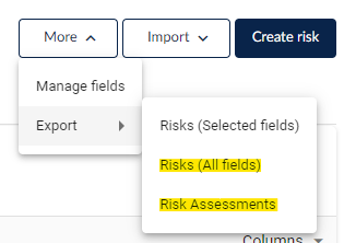 How to transfer to managing risk fields in the Hub