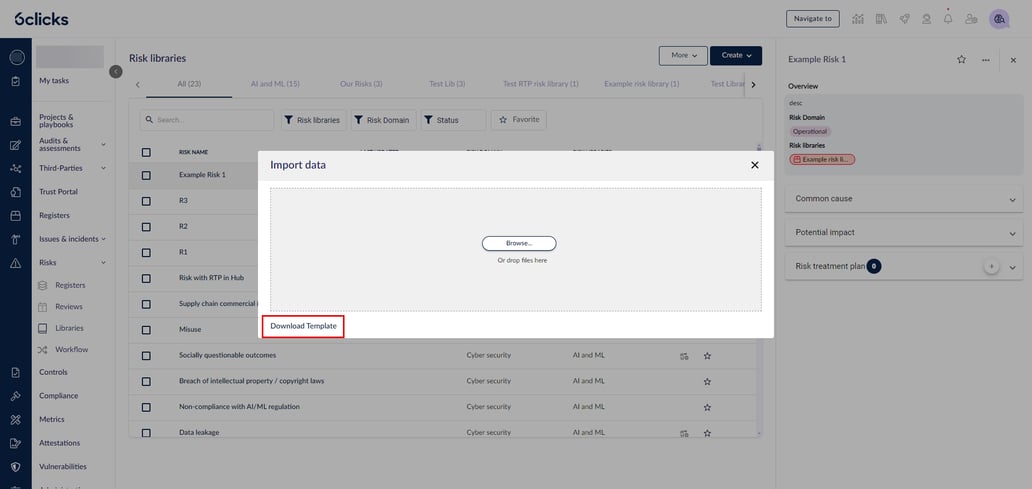Creating and using a risk library