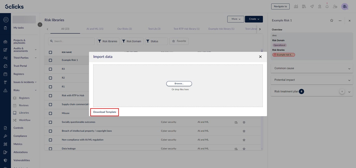 Creating and using a risk library
