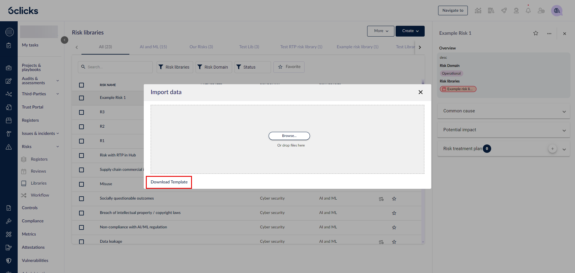 Creating and using a risk library