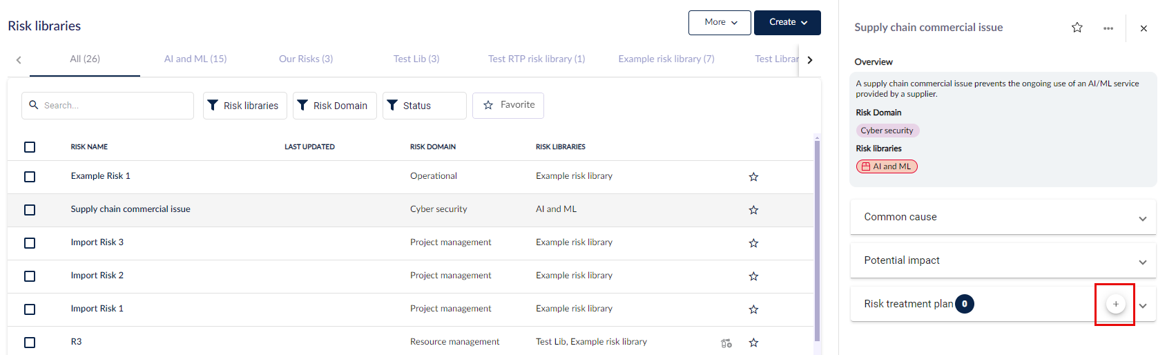 Creating and using a risk library