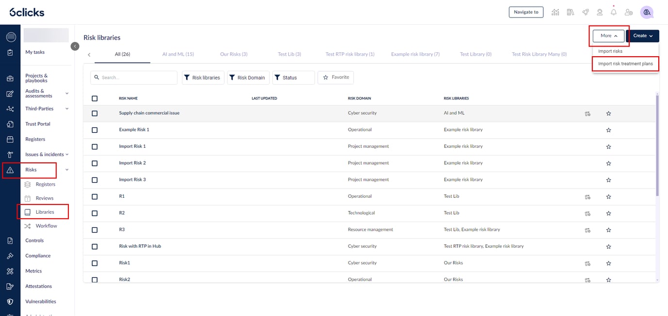 Creating and using a risk library