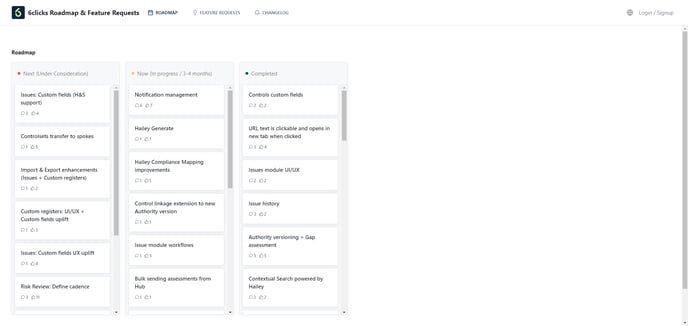 6clicks roadmap, changelog, & feature requests