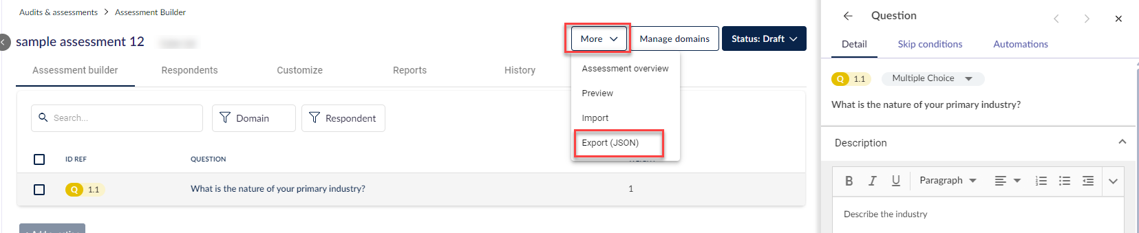 Creating a Question-Based Assessment (QBA) using JSON templates