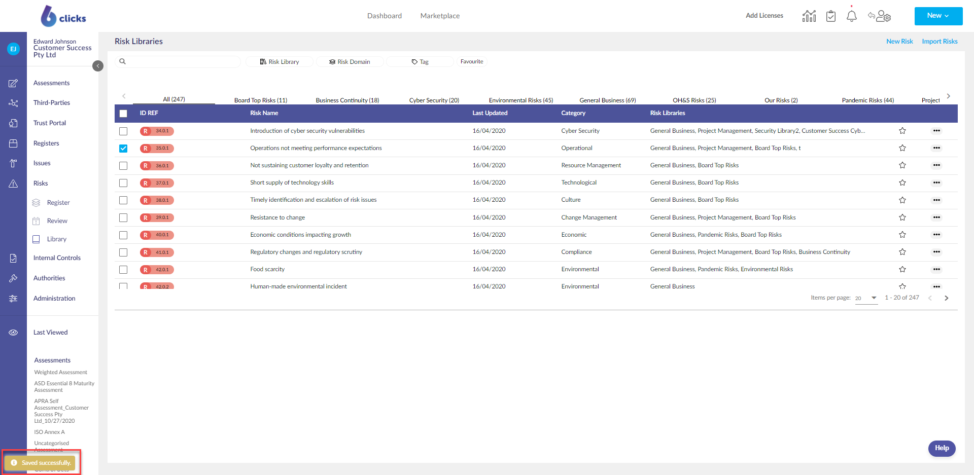 Creating a Risk Library