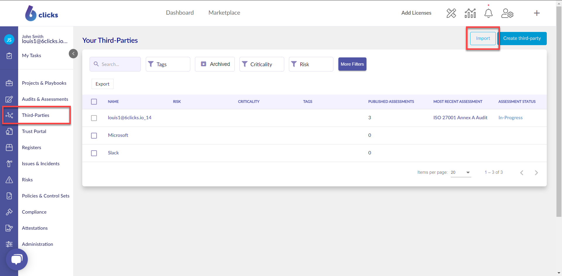 Bulk Import Third-Parties