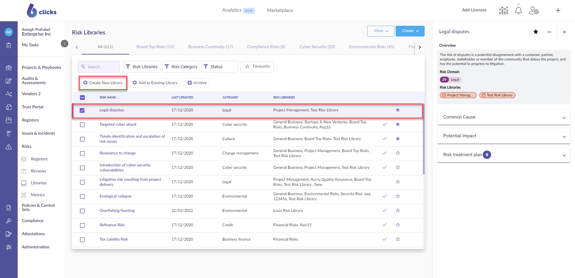 Creating a Risk Library